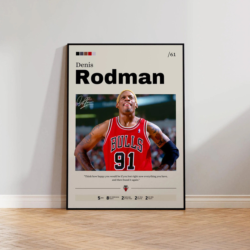 Dennis Rodman canvas Print Iconic Basketball Moment Rodman Diving ...