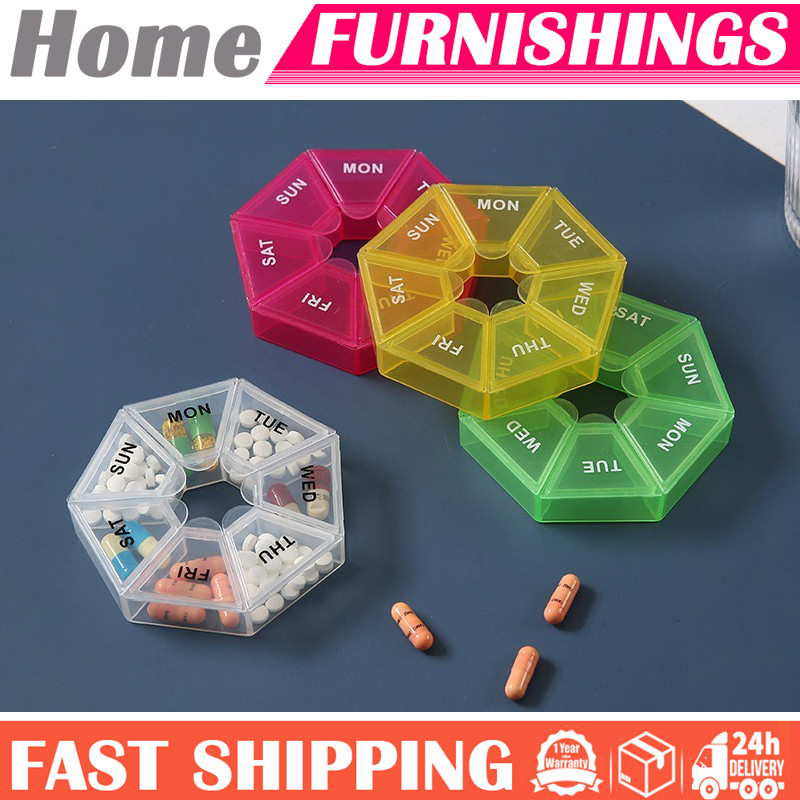 7 Days Pill Case Candy Vitamin Storage Box Travel Portable Container ...