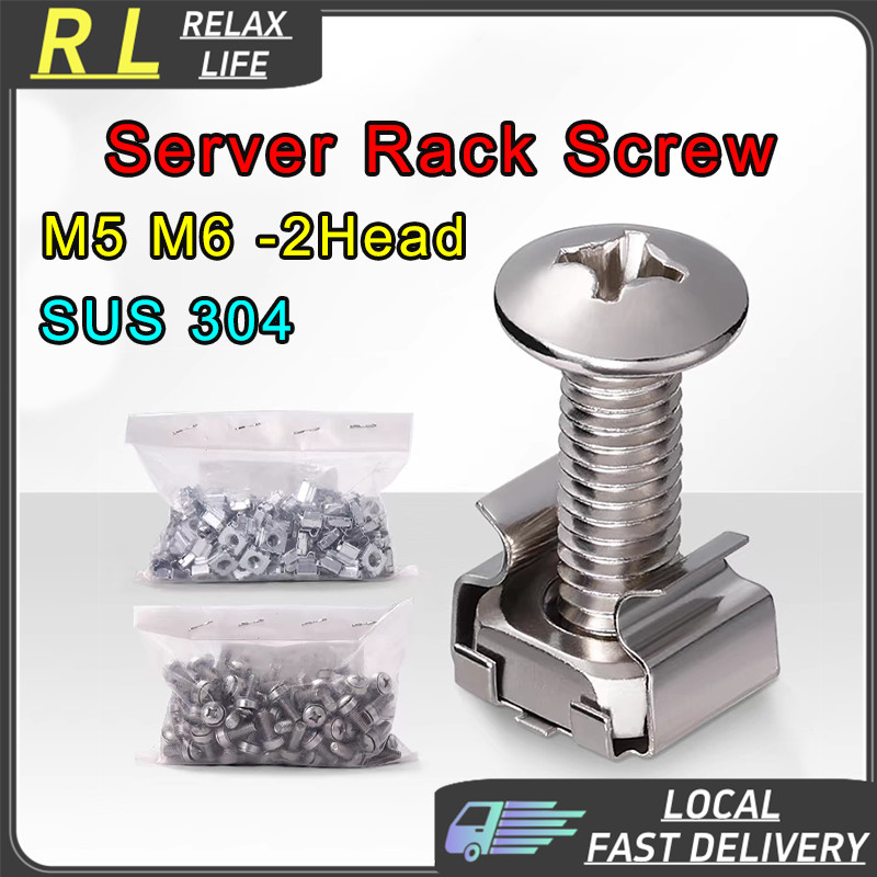 [RL] M6 M5 Cage Nut and Screw Set Server Rack Mount Rails 304 Stainless ...