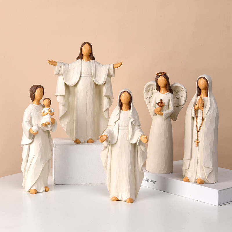 24cm Religious Resin Statues Set - Archangel Raphael, Our Lady of ...