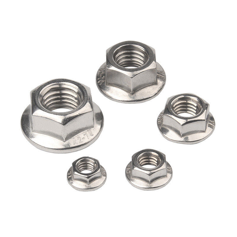 304 Stainless Steel Hex Flange Insert Lock Nut M3 M4 M5 M6 M8 M10 M12 Self-locking Locknut ...