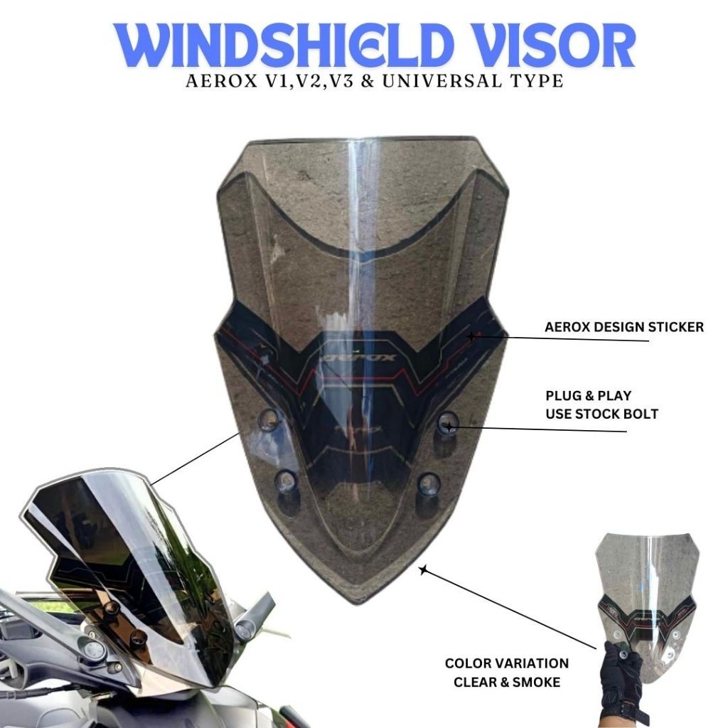 Aerox Windshield visor V2 V1 V3 & EURO GRIFFIN 180i | Shopee Philippines
