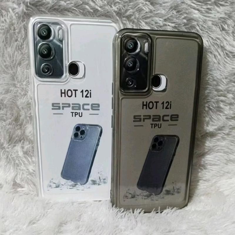 SOFTCASE CLEAR SPACE TPU INFINIX HOT 12i SILICONE CASING BLACK CLEAR ...