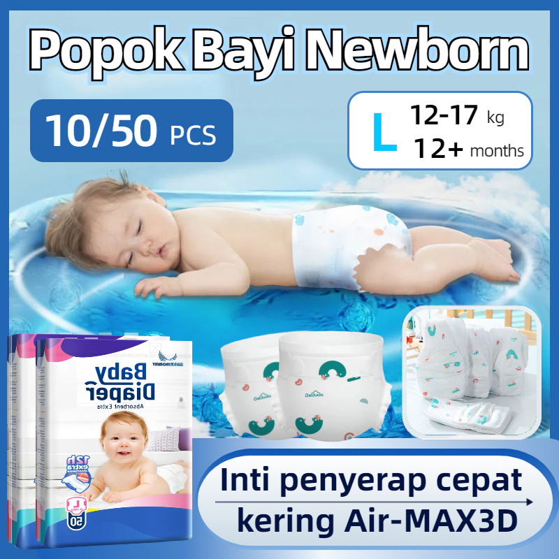 10/50pcs Baby Diapers L Pants Adhesive Taped Disposable Tapped Diaper ...