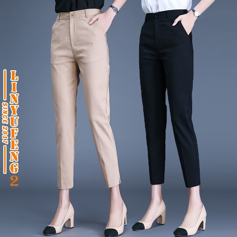 Plus Size S-4XL Long Suit Baggy Pants for Women High Waist Formal ...