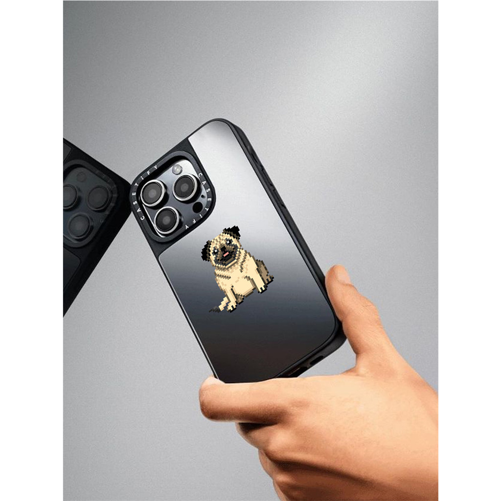 CASECASE X Photogenic Pug Magnetic suction Black&Sliver Mirror iPhone ...