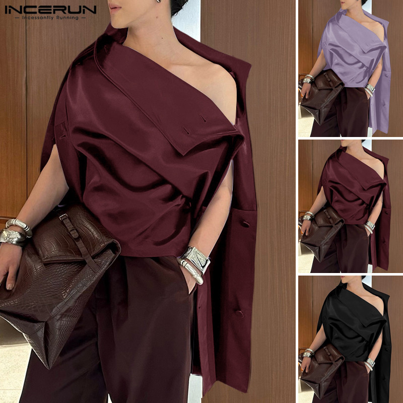 INCERUN Men Korean Casual Deconstructed Off Shoulder Short Sleeve ...