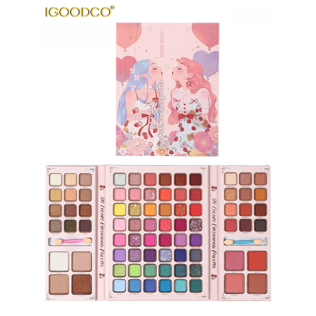 IGOODCO 80 Colors Eye Shadow Plate Shimmer Matte Shimmering Powder ...