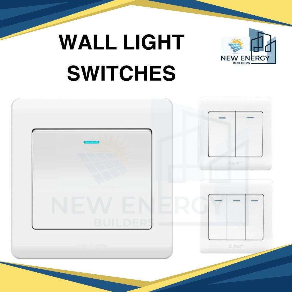 N.E.B || Wall Light Switch 1/2/3 Gang 1 Way Button Wall Light Switch On ...