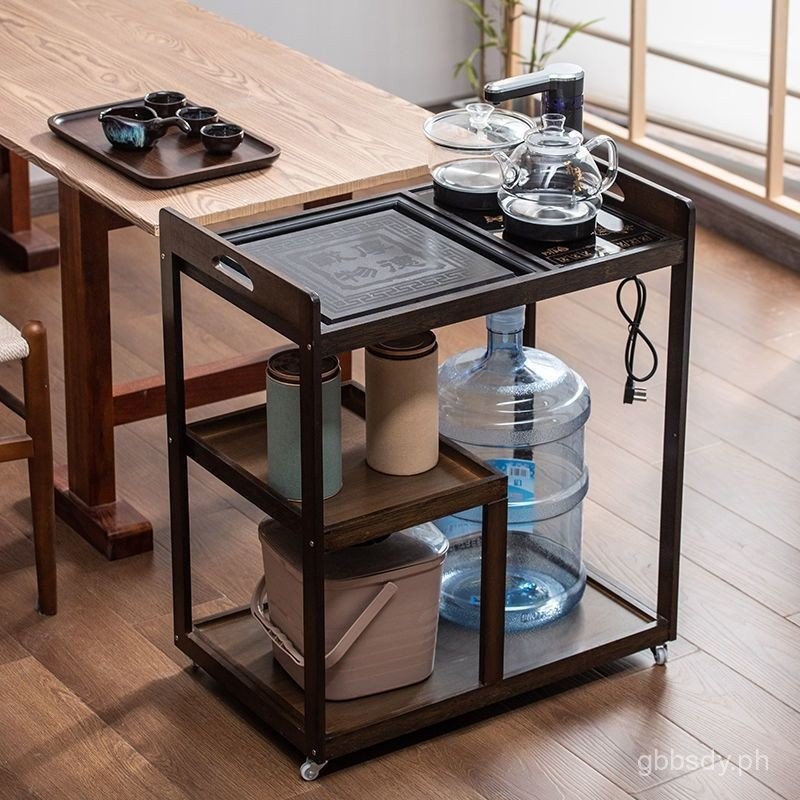 Mobile Tea Table Tea Cart Household Tea Cabinet Solid Wood Small Tea ...