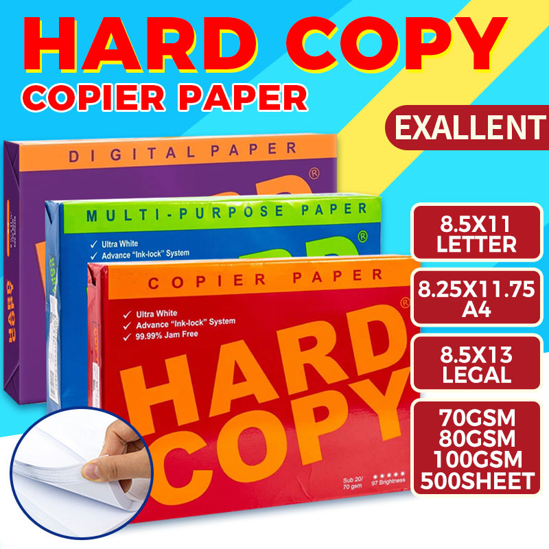 Hard Copy Bond Paper Short / A4 / Long 70gsm & 80gsm & 100gsm 500 ...