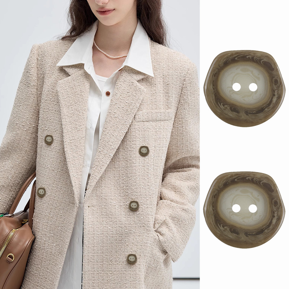 10PCS Resin Buttons Marbled Texture 2-Hole Irregular Shape 15/21.5/25/30mm for Knitwear Blazer ...