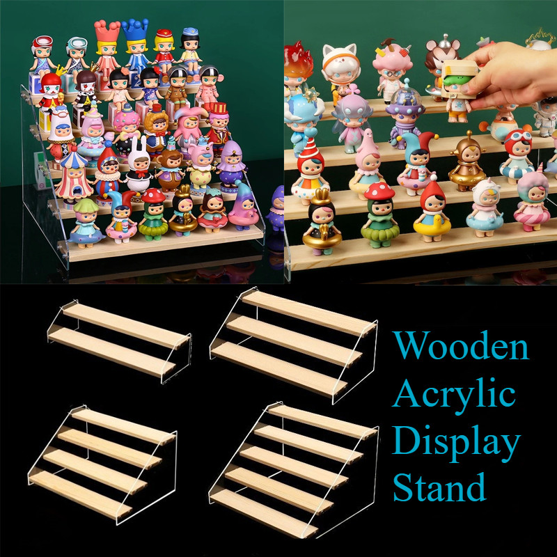 3-5 Layer Ladder Acrylic Display Stand Wooden Display Stand Multi-layer ...
