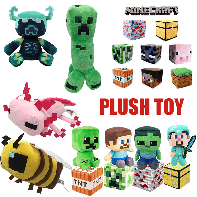 Minecraft Block TNT Redstone Grass Block Steve Head Plushine Minecraft ...