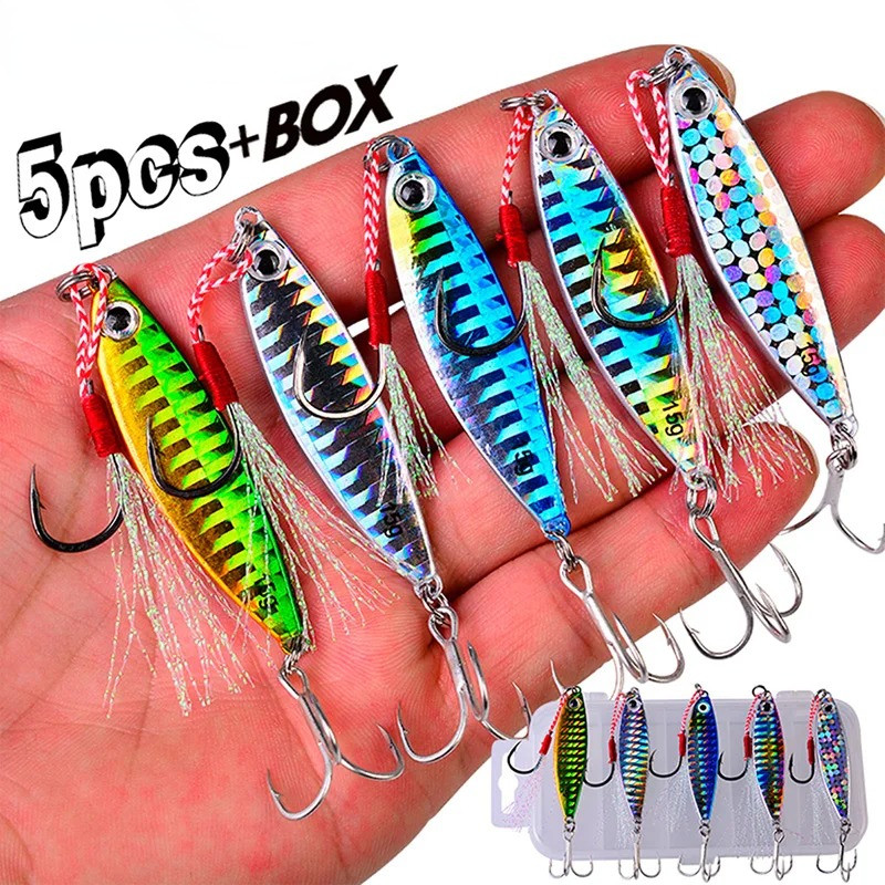 5pcs pencil bait metal casting fixture 7g/10g/15g/20g/30g shore ...
