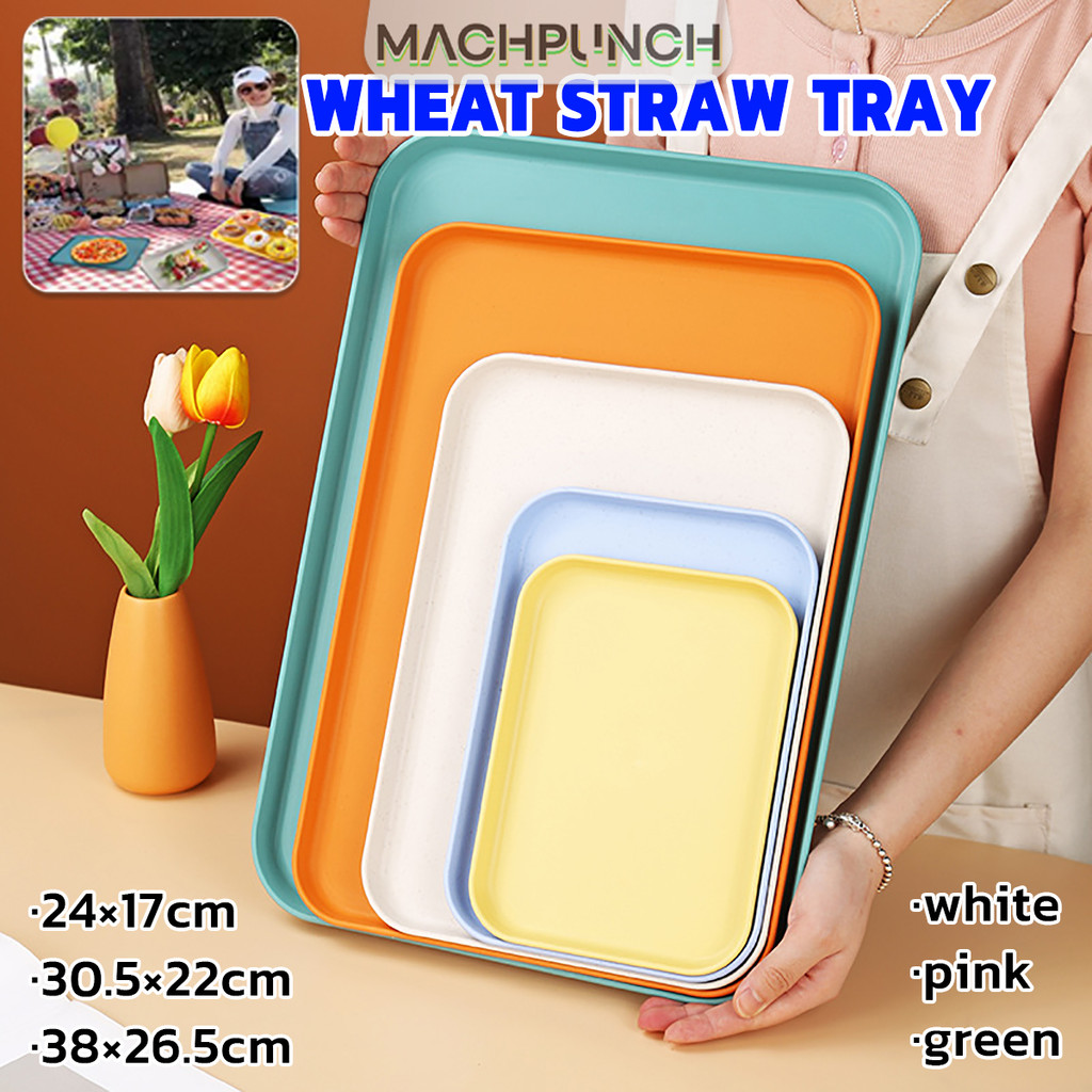 MP 3 Colors Wheat Straw Tray Withstand 150° Temperature Reusable Dinner ...