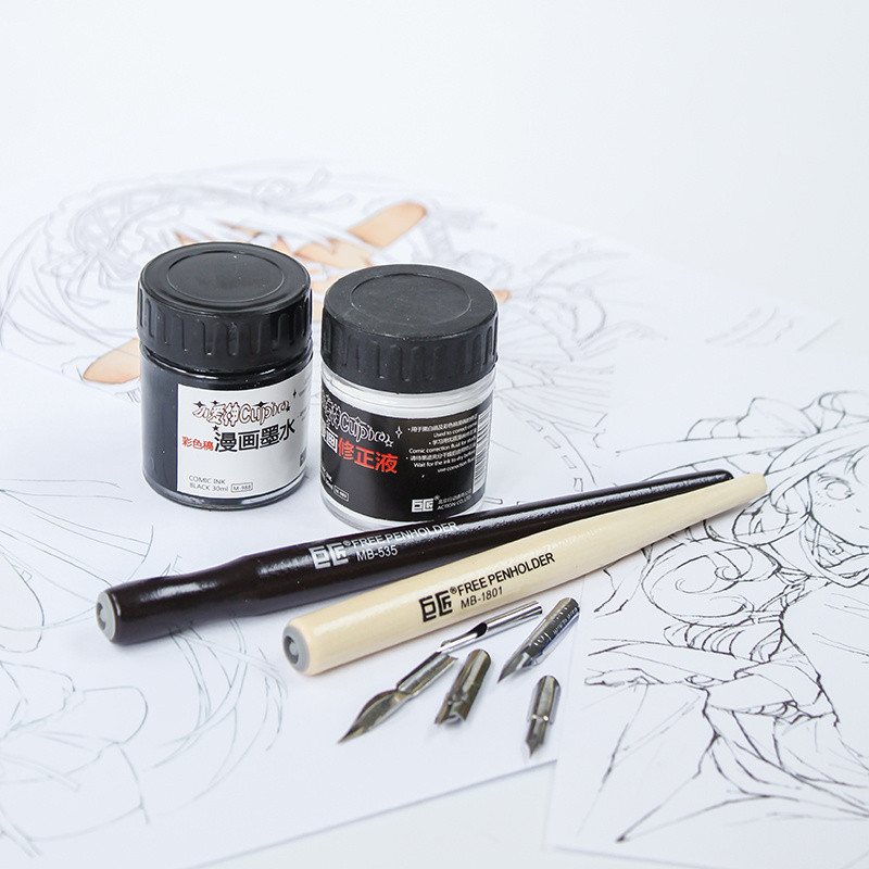 Master Comic Dip Pen Set Hook Line Pen G/D Whistle/Round Nib Anime ...