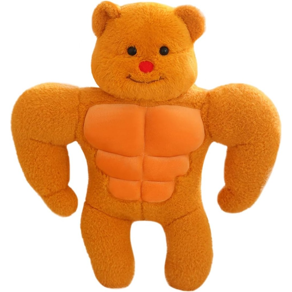 3D Muscle Butter Bear Stuffed Toy Kawaii Muscle Teddy Bear Plush Toy Soft Bear Plushie Doll with ...