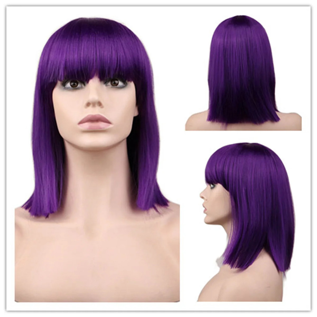 Ennui Short Purple Wig Anime Costume Wig for Halloween Cosplay Party ...