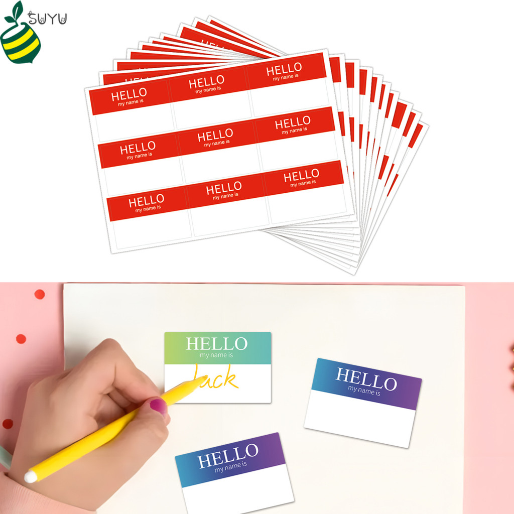 10 Sheets/pack Hello My Name is Stickers Red,Colorful Badge Labels ...
