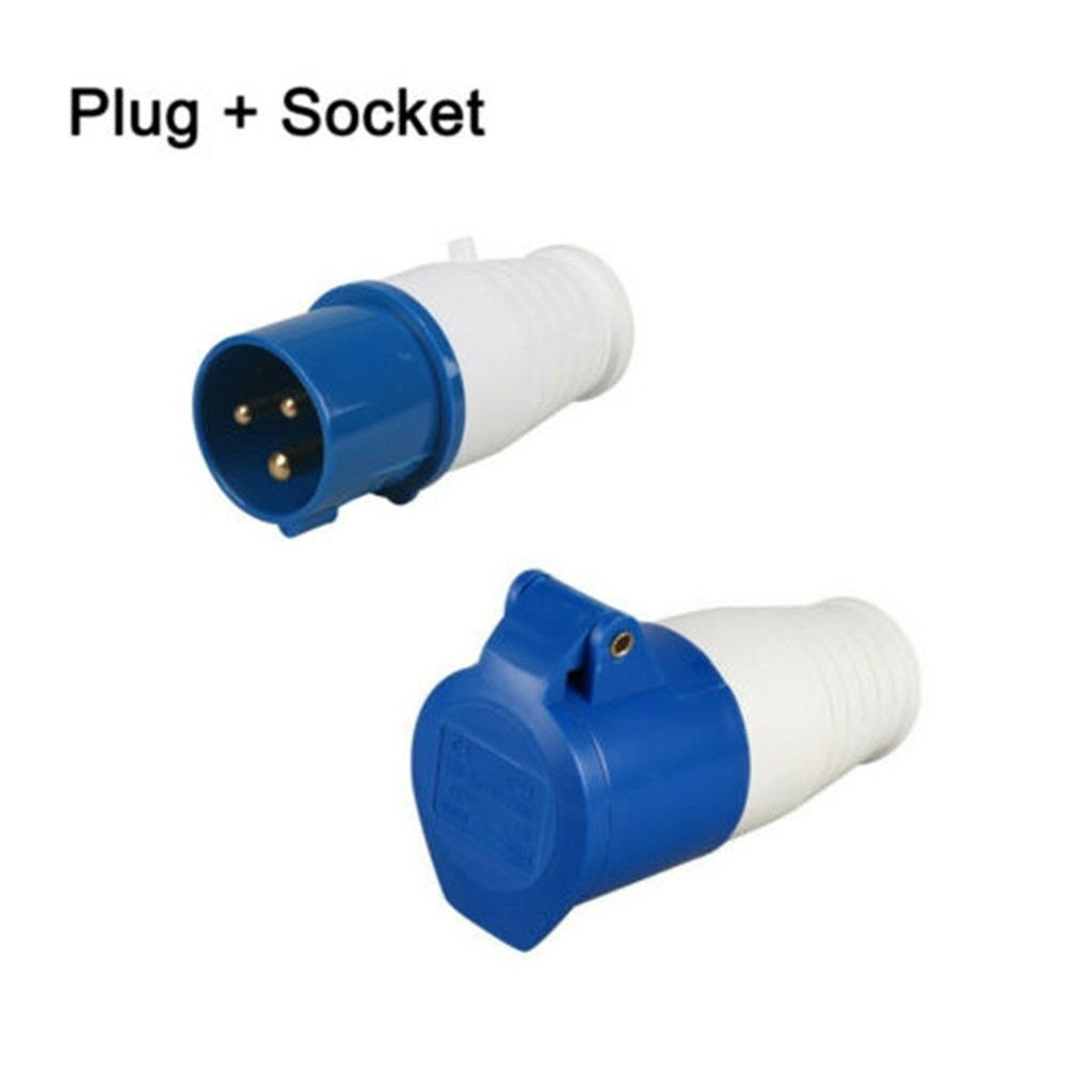 Joylife-240V 16A 3 PIN BLUE SITE INDUSTRIAL PLUGS & SOCKETS MALE/FEMALE ...