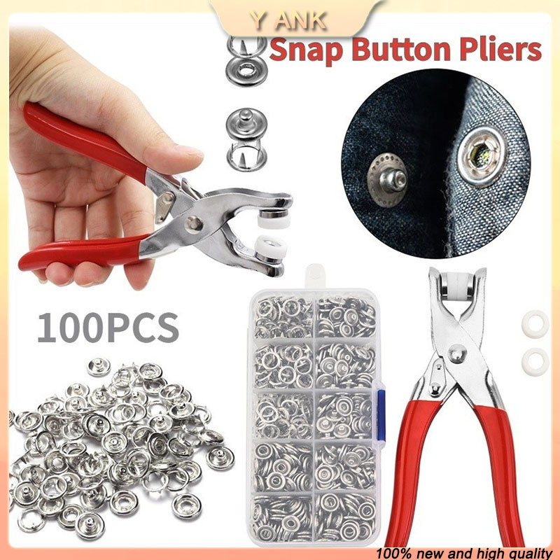 100Pcs Snap Button Plier Set Metal Automatic Button Snap Kit With ...