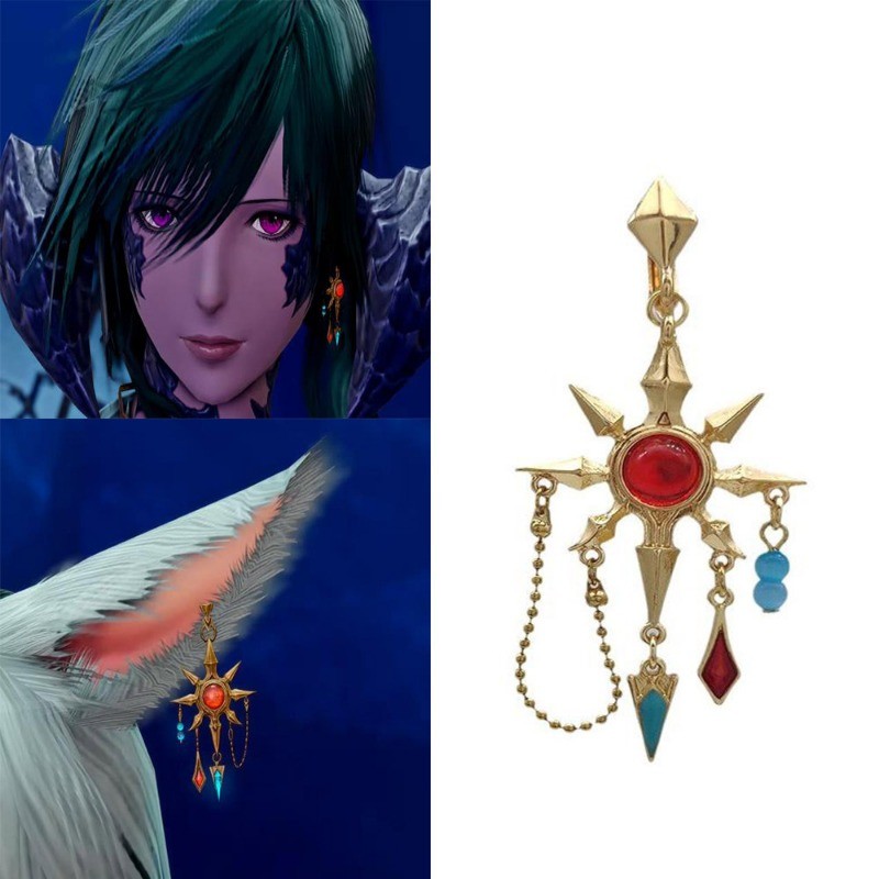 Anime Final Fantasy XIV Azeyma Earrings Game FF14 Ear Clip Studs ...