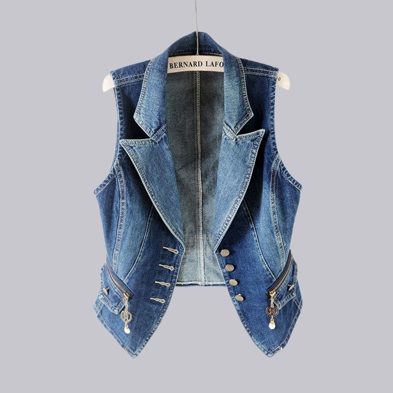 Outer Denim Vest Women Outer Wear Korean Vest Short Style | Shopee ...