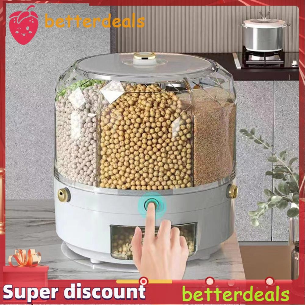 [Betterdeals.ph] 6-Grid Rotating Grain Dispenser Sealed Dry Cereal ...