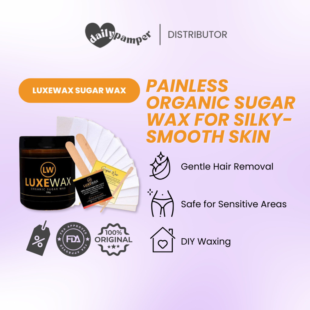 LUXEWAX Organic Sugar Wax Hair Removal Kit – Gentle, Painless Wax for ...