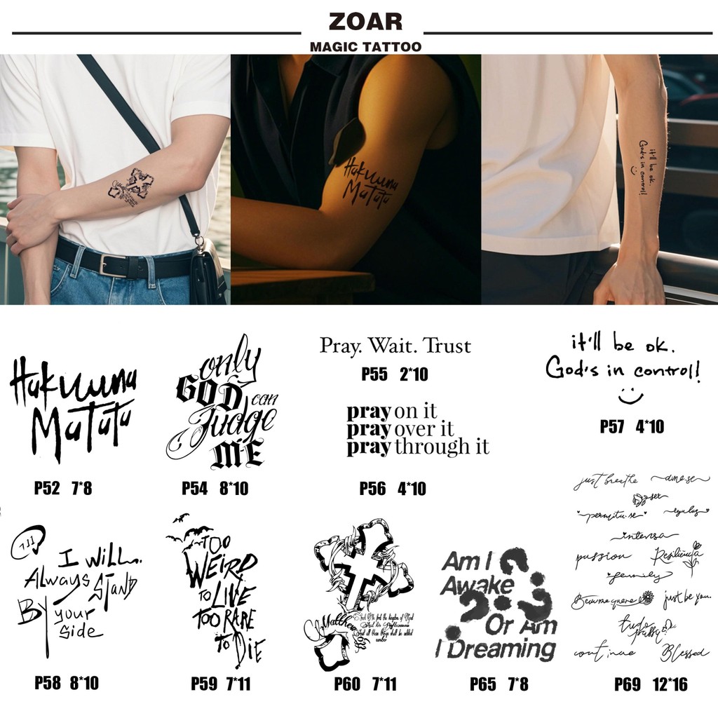 Pagpapadala mula Bulacan Temporary tattoo sticker ZOAR-26【manalangin ...