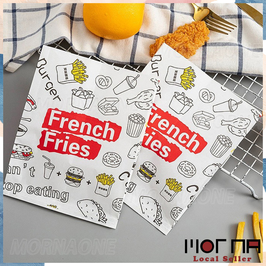 100PCs/Set French Fries Wrapper Greaseproof Paper Bag Pouch Food ...