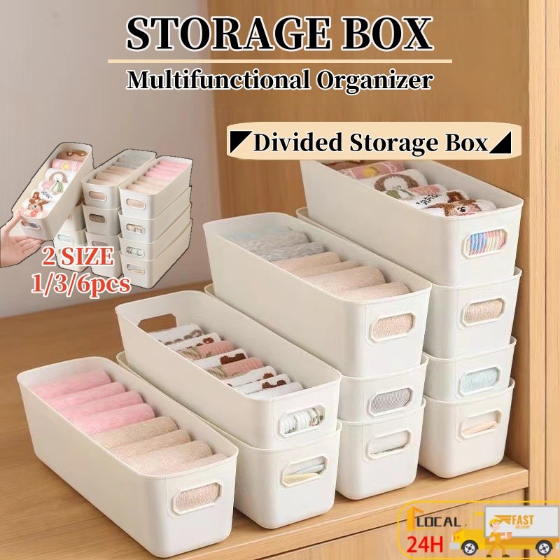 1/3/6Pcs Plastic Multipurpose Storage Boxes with Handle / Drawer Sorting Box Container ...