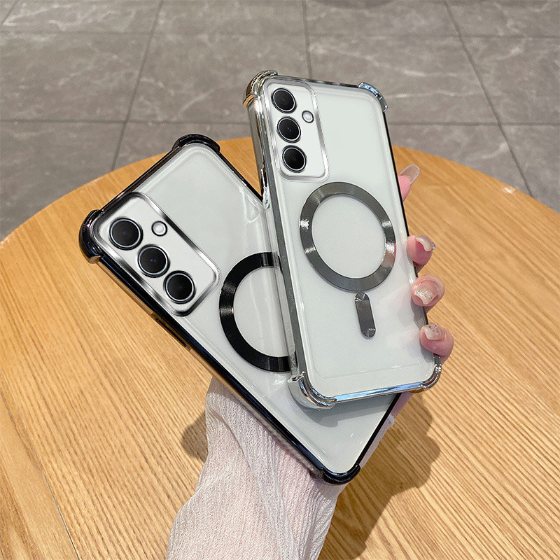 Plating Magnetic for Clear Case for Samsung Galaxy A16 A15 A06 A05 A05S A24 A25 A34 A35 A54 A53 ...