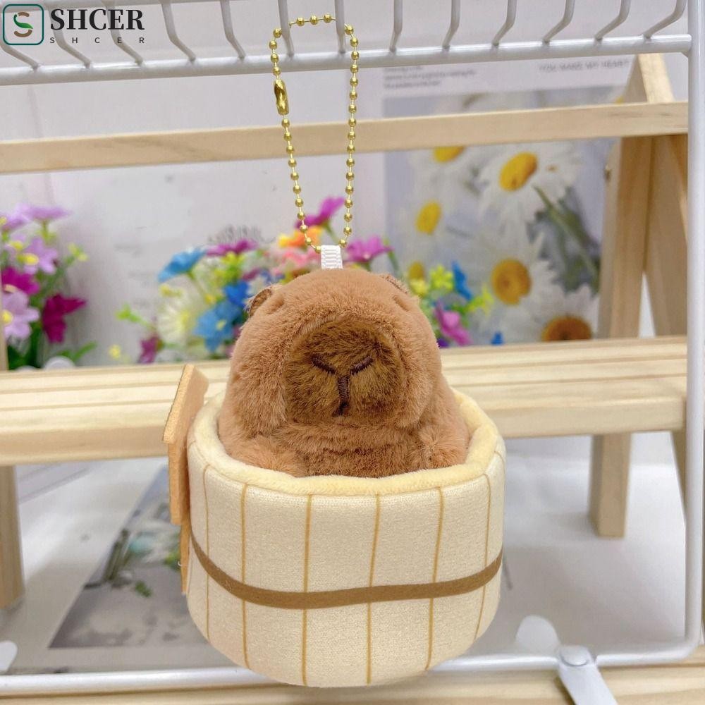 SHCER Capybara Keychain, Japanese Style Bathtub Capybara Plush Dolls ...