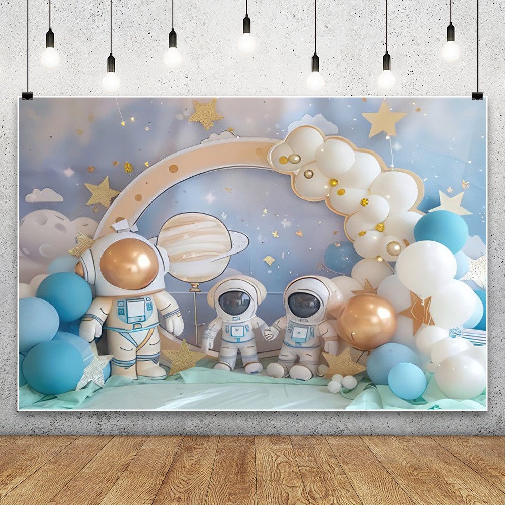 Earth Space Planet Astronaut Backdrop Starry Sky Spacecraft Baby ...