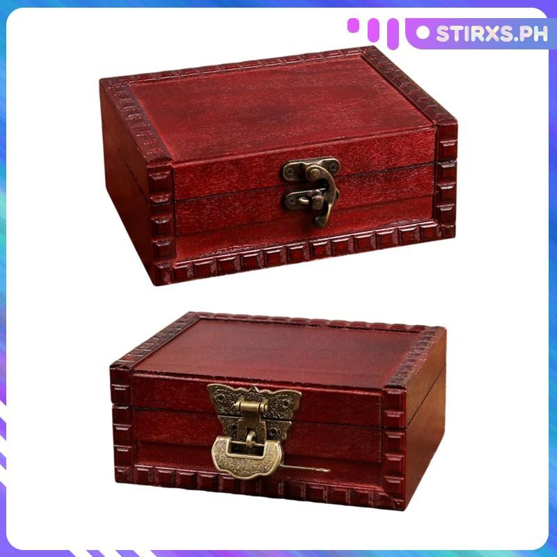 [stirxs] Treasure Chest Box with Lock Tabletop Jewelry Storage Case ...