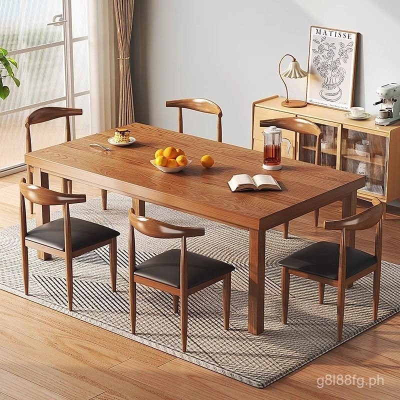 Solid Wood Leg Dining Table Dining Table Home Wooden Table Rectangular ...