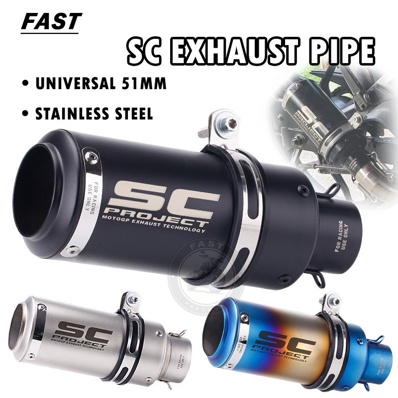 FAST SC Project Exhaust Pipe Muffler Tailpipe Tip Stainless Universal ...