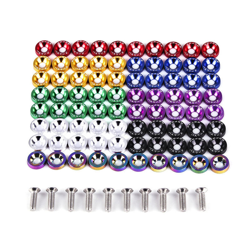 10pcs Car Modified Hex Fasteners Fender Washer Bumper Engine Concave ...