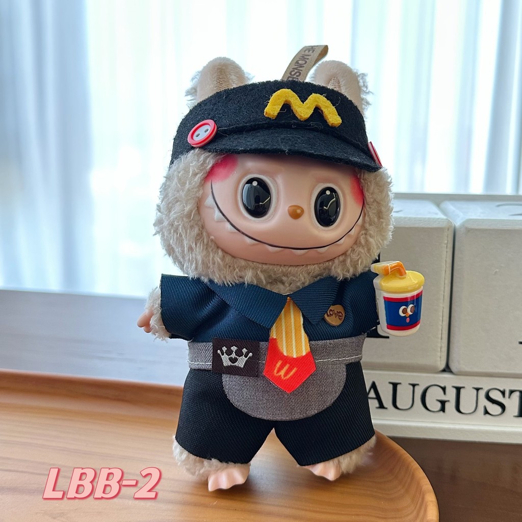 Labubu V2 Clothes Set Black Jumpsuit Hat for Labubu Have A Seat ...