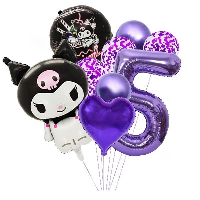 Kuromi Theme Party Purple Number Foil Confetti Balloon Children's Toys ...