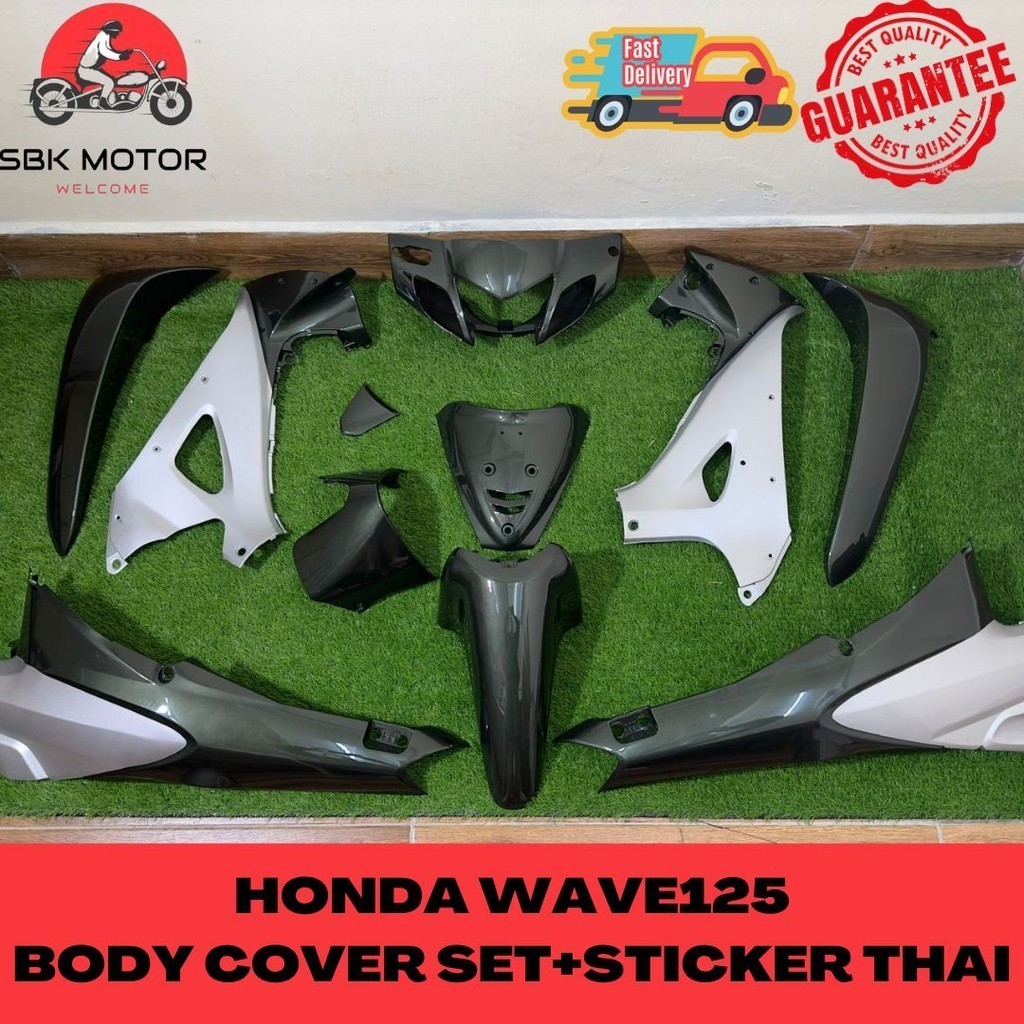 【SBK MOTOR】HLD Honda Wave125 Cover Set Green + Black With Thai Sticker ...
