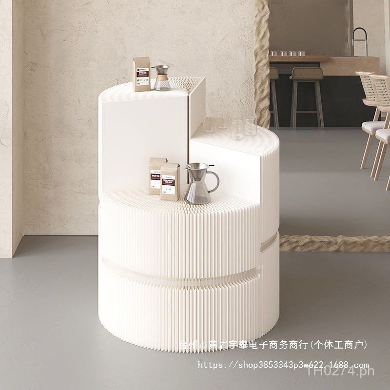 Display Cabinet White Live Streaming Folding Stand Window Round Column ...