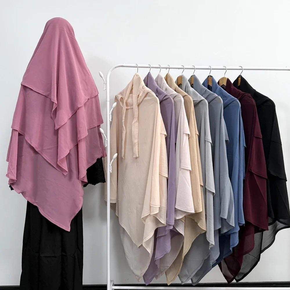 Arabic Solid Color Headwraps Islamic Long Khimar Scarf Middle East ...