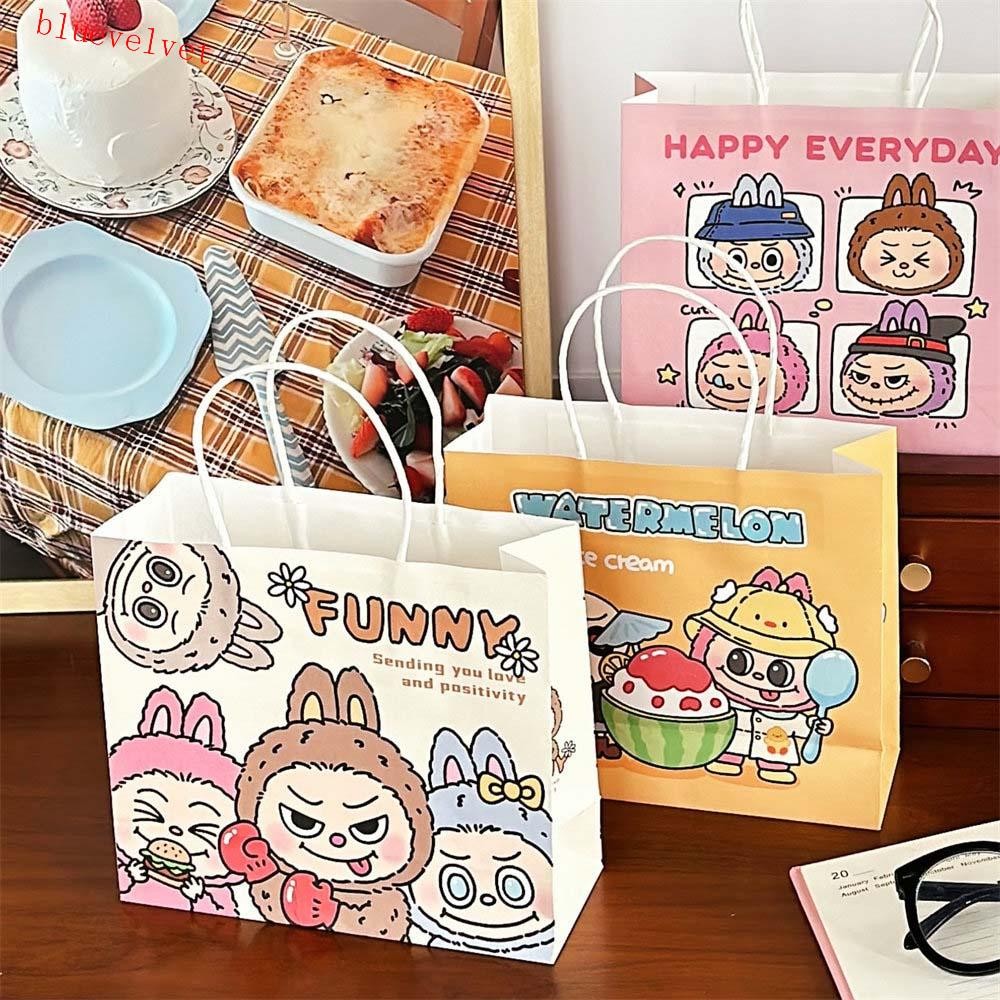 BLUEVELVET Cartoon Labubu Paper Gift Bag, Tote Bag Pouches Labubu ...