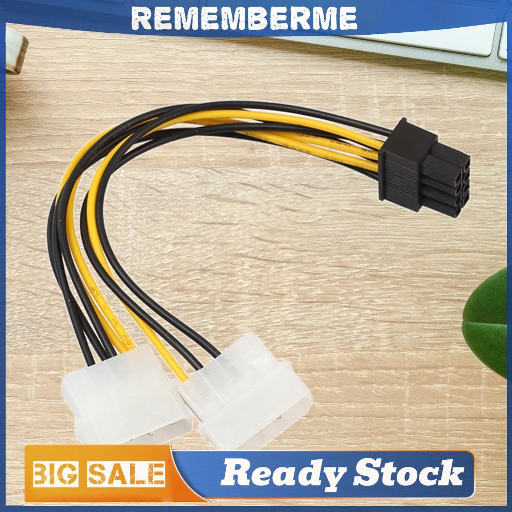 18cm 8(6+2) Pin to Dual 4 Pin Graphics Video Card Power Cord Adapter ...