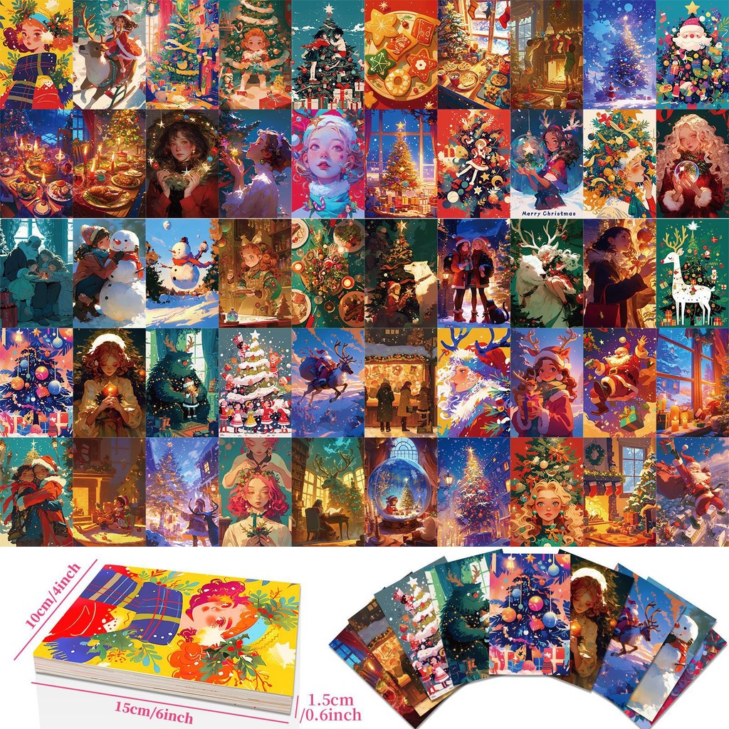 50 Pcs Christmas Themed Atmosphere Dreamy Wall Cards Interior ...