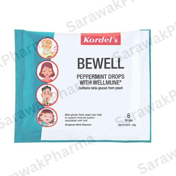 Kordels Bewell Peppermint Drops lozenges with wellmune mint flavour 20g ...
