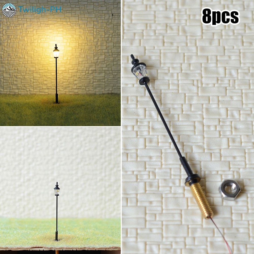 (Twiligh) 8 x OO / HO Scale LED Antique Street Light Model Railroad ...